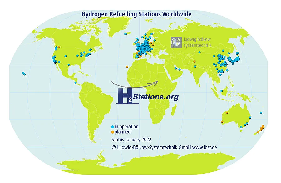 Another Record Number of Newly Opened Hydrogen Refuelling Stations in 2021