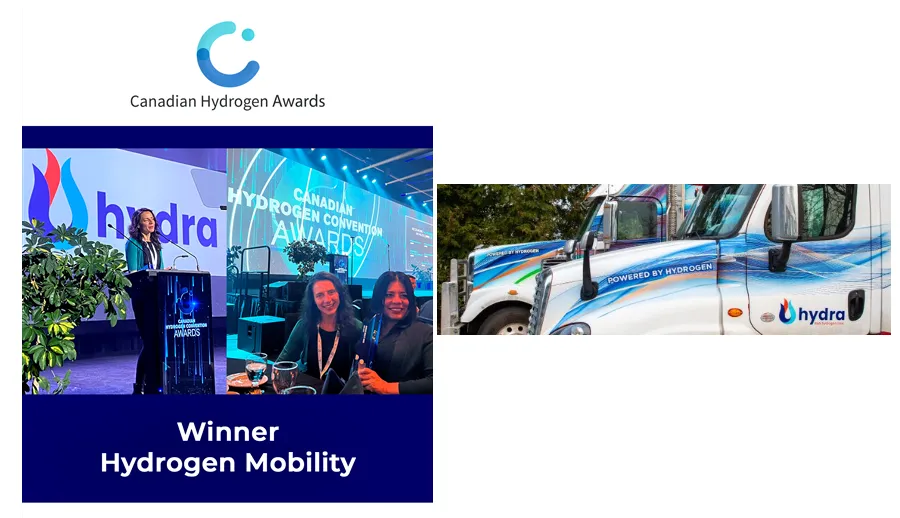 Hydra Energy News - Wins H2 Mobility Award at Canadian H2 Convention