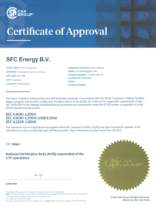 SFC Energy B.V.'s Testing Site And Personnel Receive Official ...